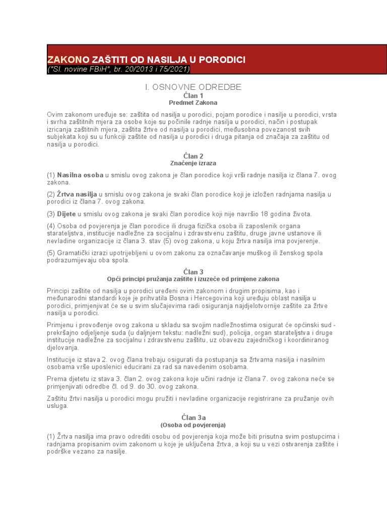 Zakon o Zaštiti Od Nasilja | PDF