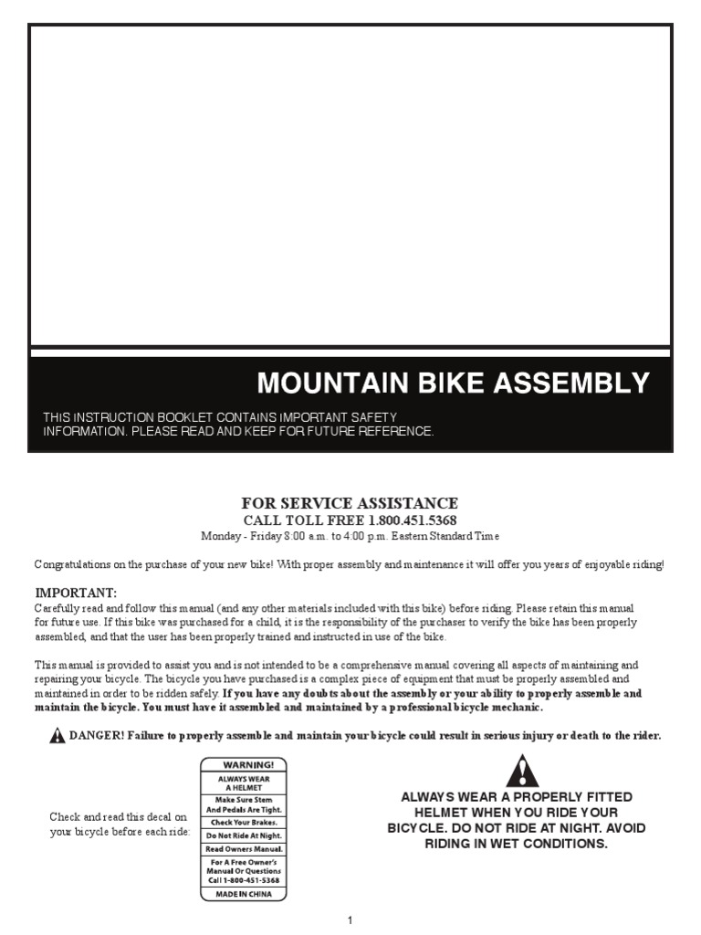 MTN Bike Manual 2016-Eml | Download Free PDF | Screw | Human Powered ...
