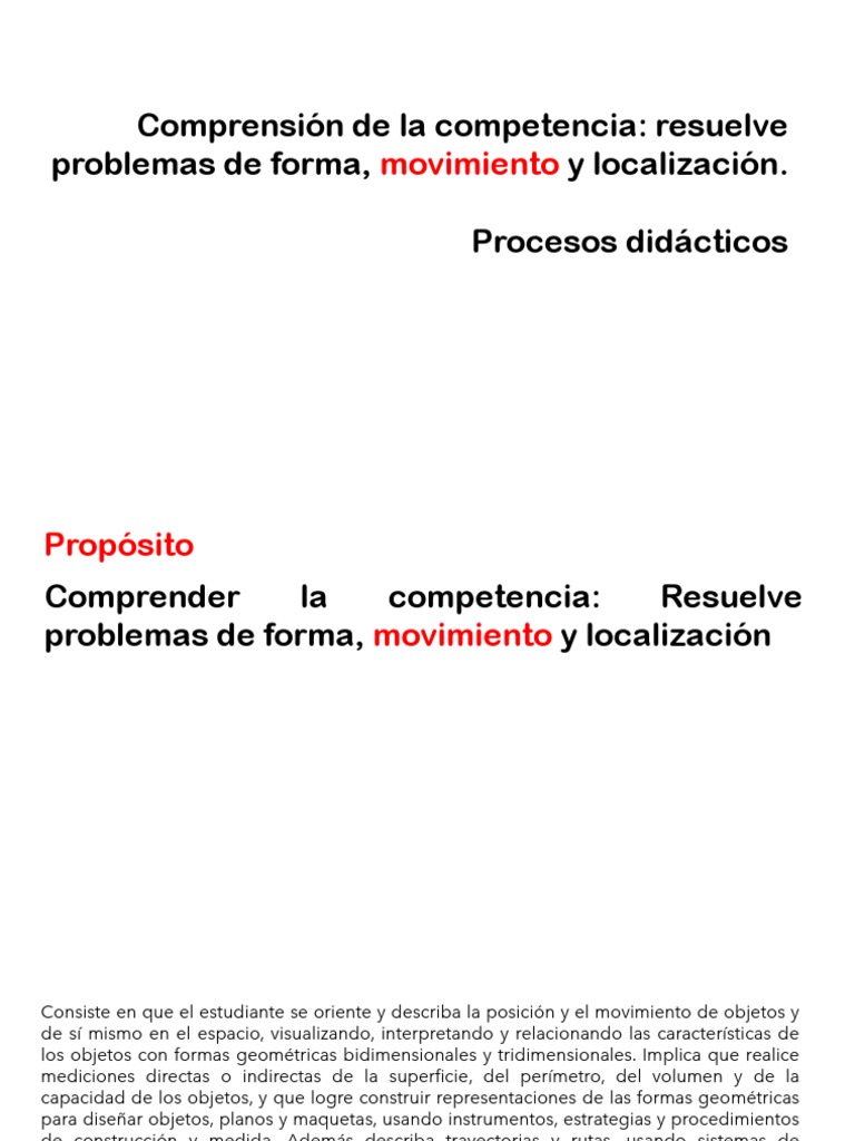 Competencia Resuelve Problemas de Forma, Movimiento y Localización | PDF | Geometría | Matemáticas