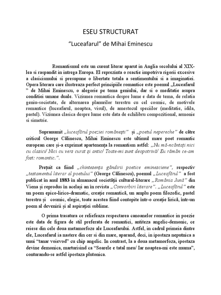 ESEU STRUCTURAT-Luceafarul | PDF