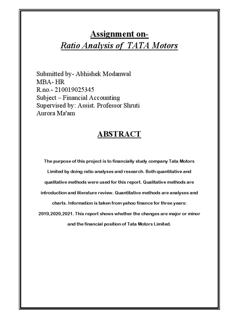 Tata Motors . | PDF | Equity (Finance) | Return On Equity