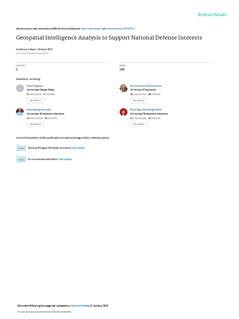 Geospatial Intelligence Analysis To Support National Defense Interests ...
