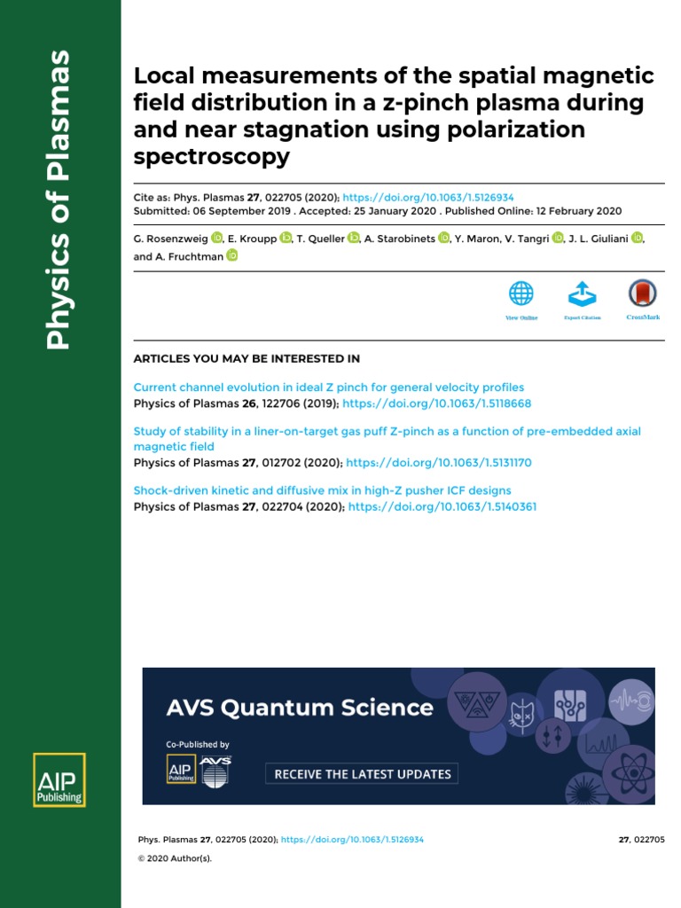 Rosenzweig Et Al 2020 Local Measurements of The Spatial Magnetic Field ... Rosenzweig Et Al 2020 Local Measurements of The Spatial Magnetic Field ...