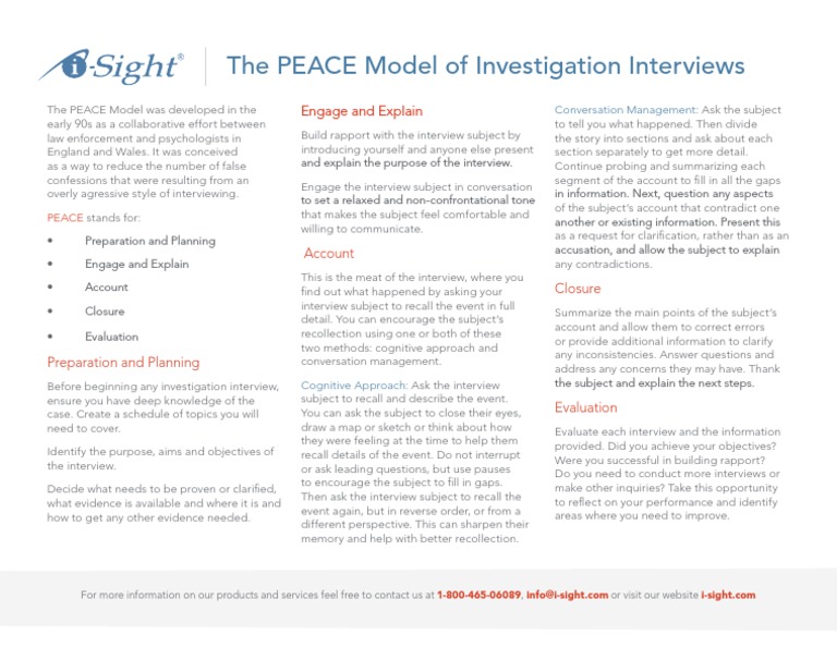 The PEACE Model Cheat Sheet | Download Free PDF | Recall (Memory ...