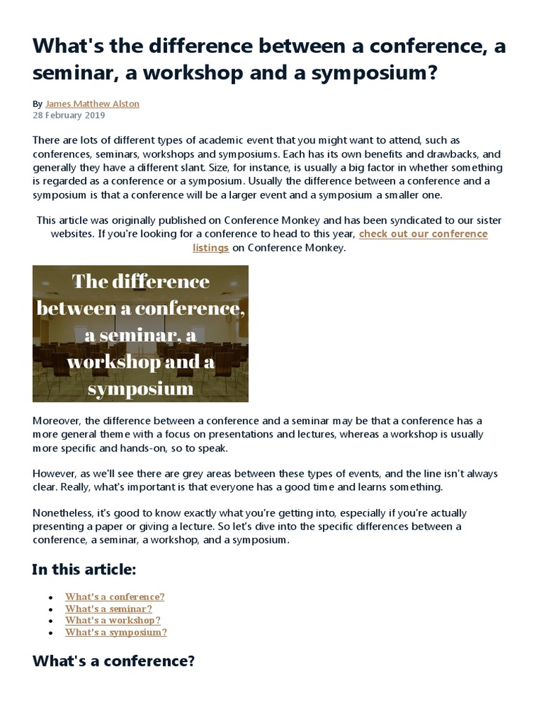 What's The Difference Between A Conference, A Seminar, A Workshop and A ...
