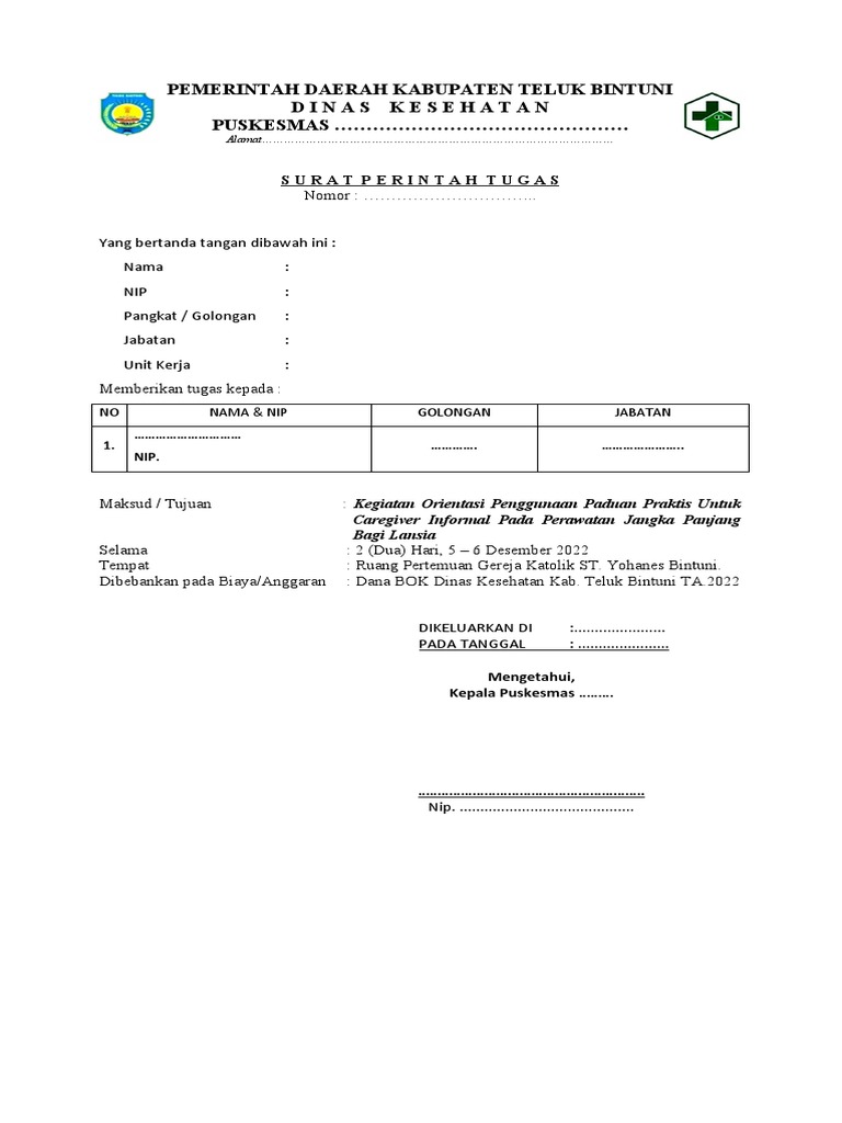 Contoh SPT & SPPD Kegiatan Lansia | PDF