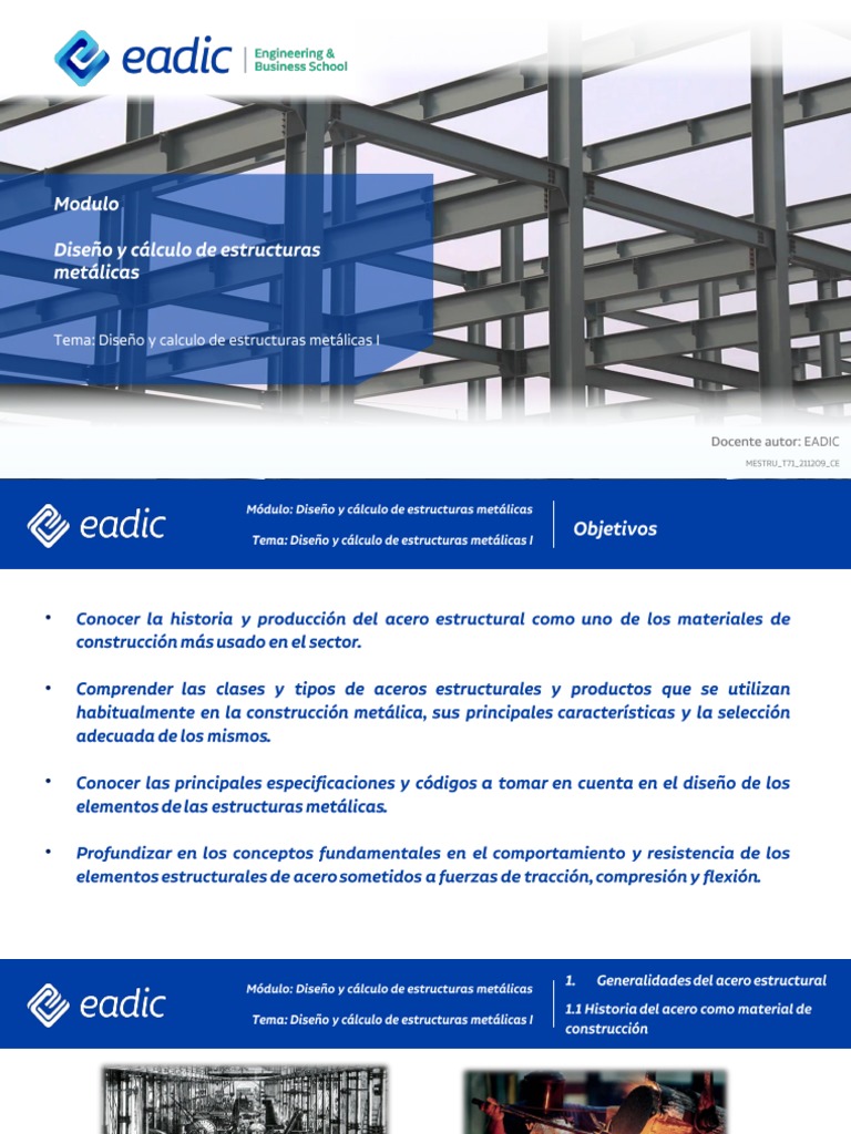 Presentación - T71 - Diseño y Cálculo de Estructuras Metálicas I - CE | PDF