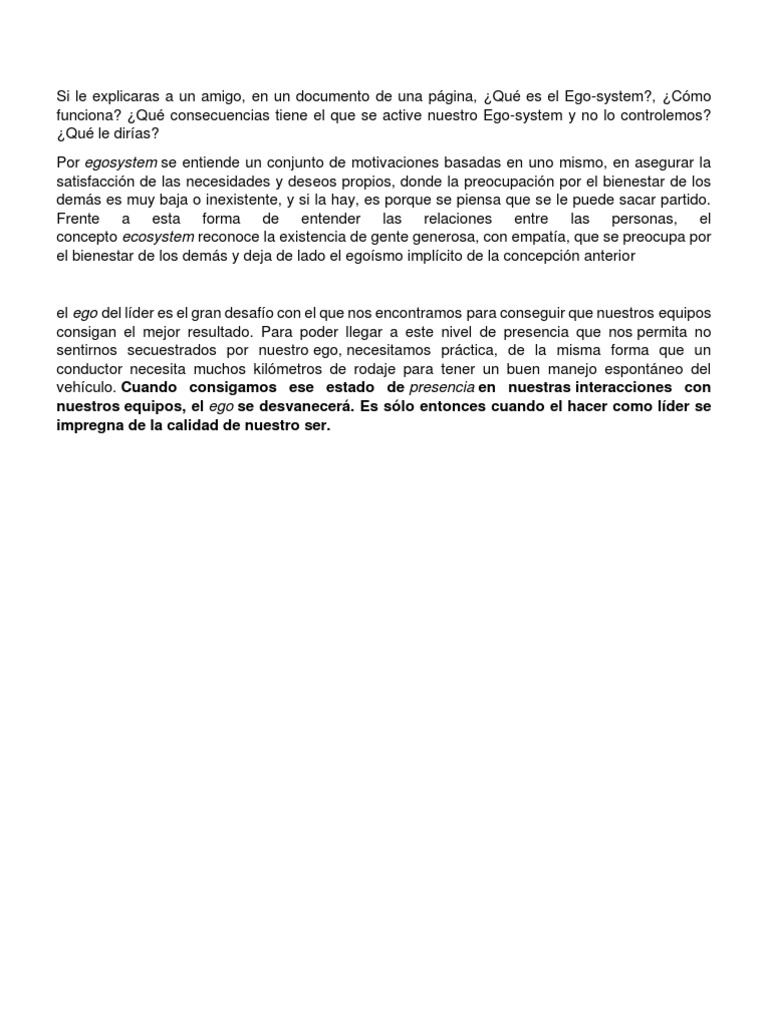 Entendiendo el Ego-system y sus Consecuencias | PDF | Crecimiento ...