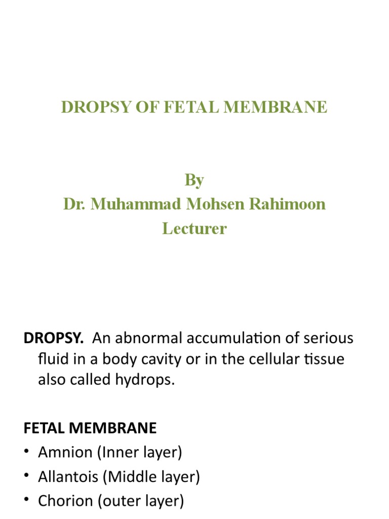 Dropsy of Fetal Membran - Ther-601 | PDF | Fetus | Diseases And Disorders