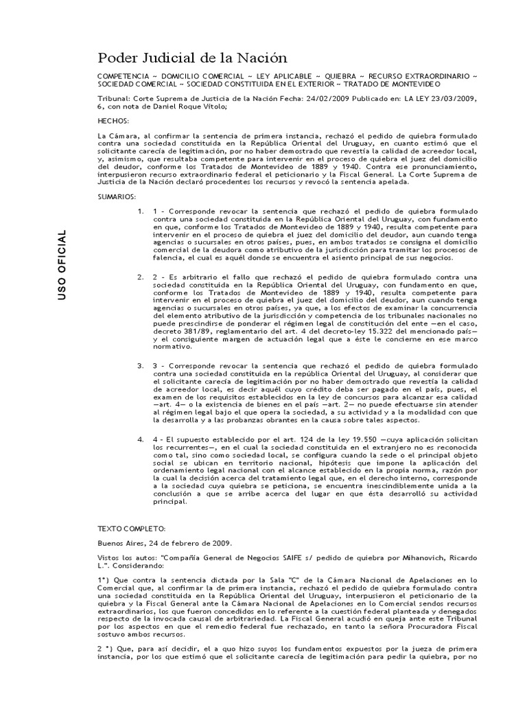 Revocación de Quiebra en Uruguay | PDF | Bancarrota | Sentencia (ley)