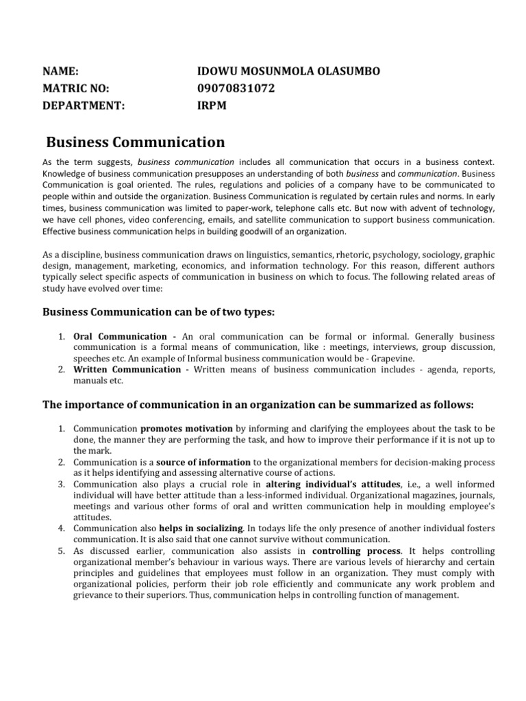 Business Communication | PDF