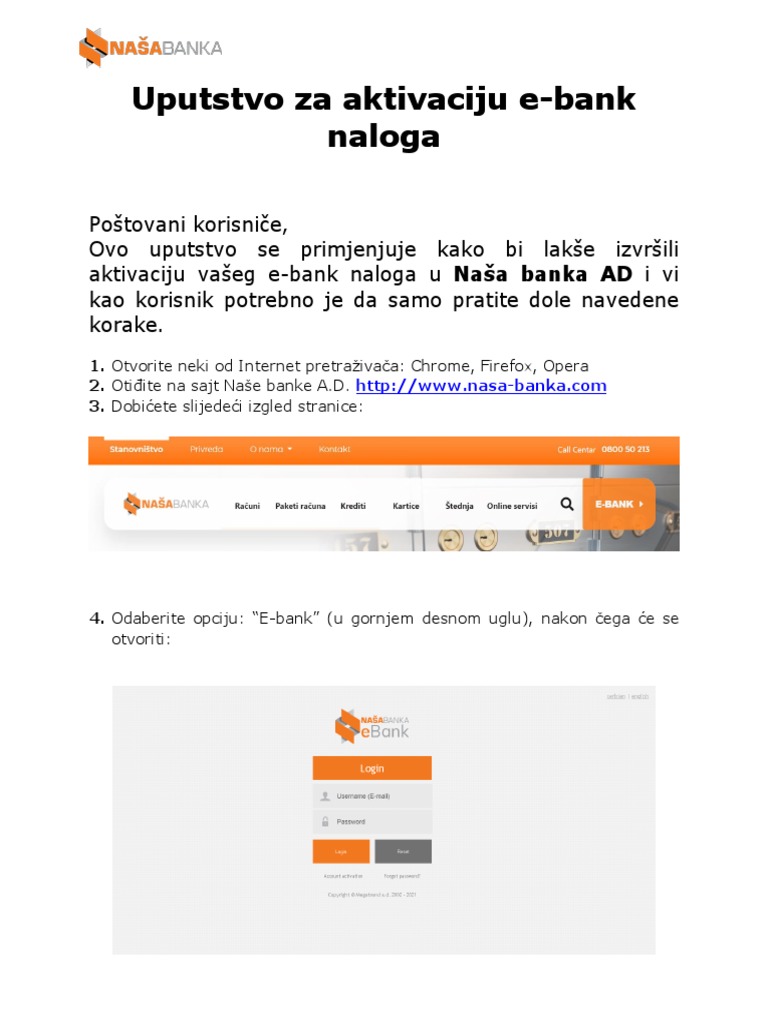 Uputstvo Za Aktivaciju Ebank Za Sajt Nova Slika | PDF