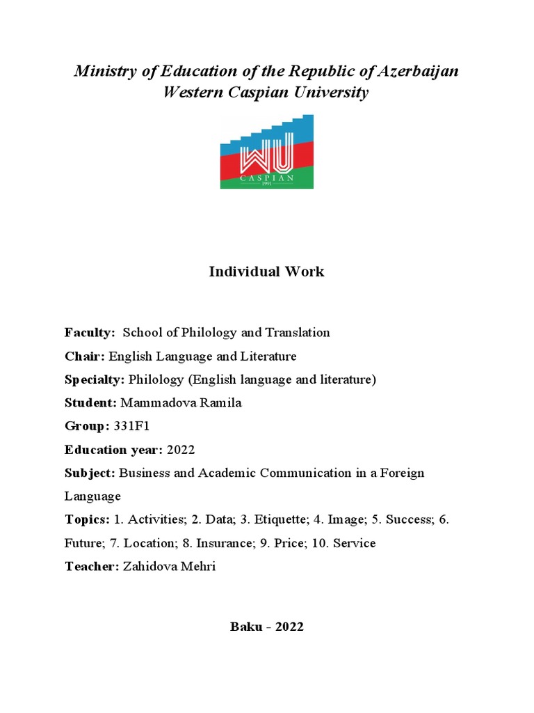 Mammadova Ramila 331F1 Business Commun. | PDF