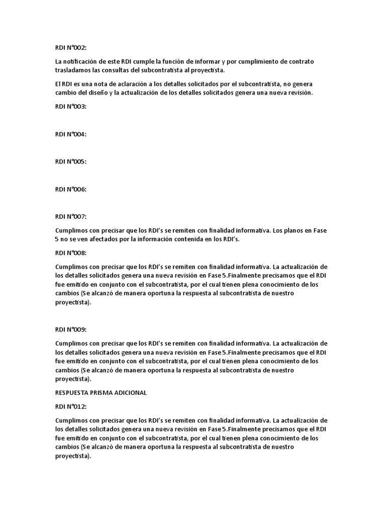Definición y función del RDI en construcción | PDF | Finanzas y dinero