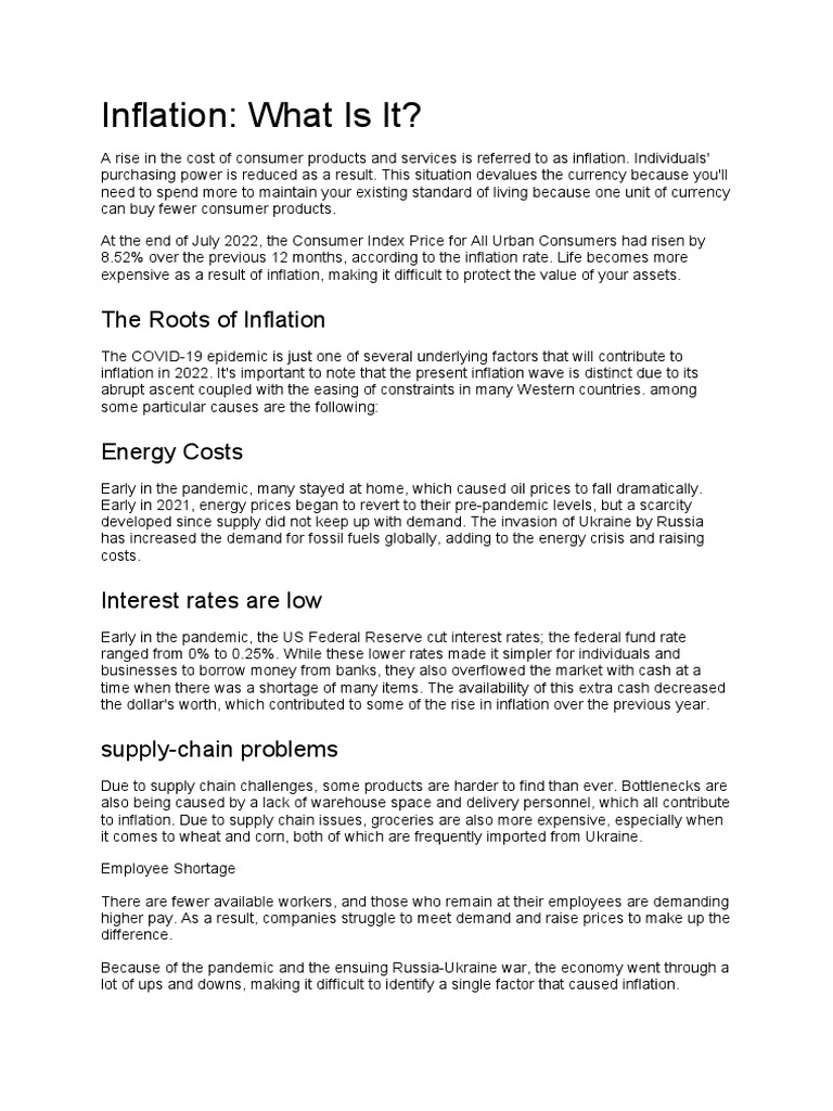 Inflation - What Is It | PDF | Inflation | Renting