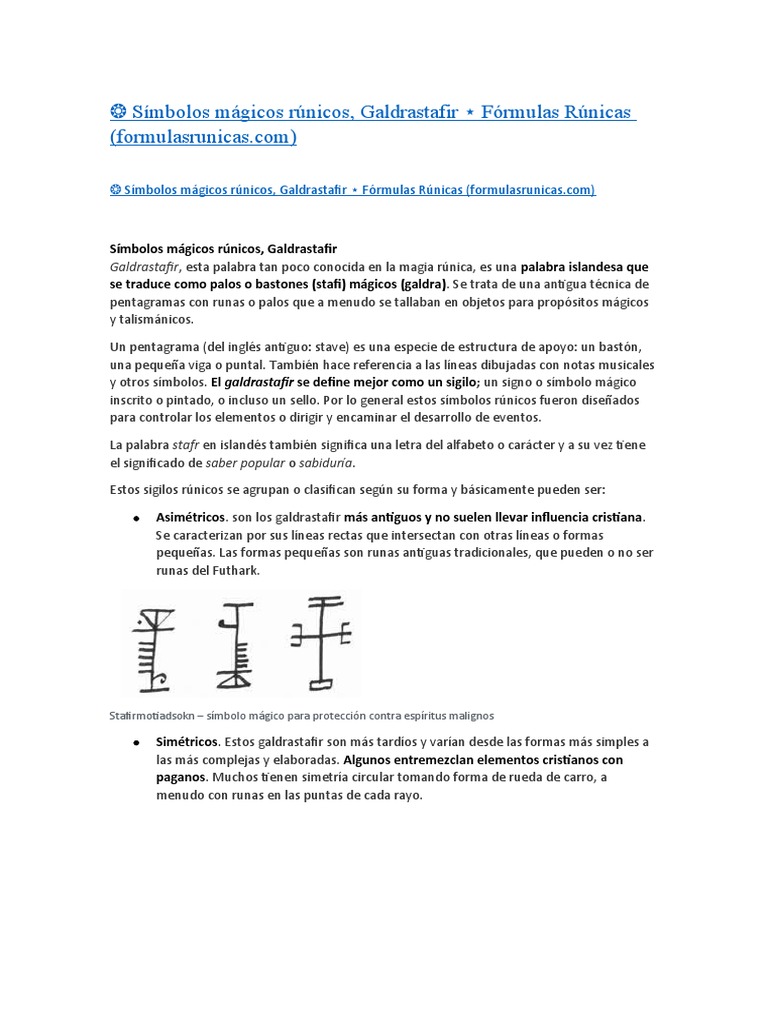 Símbolos Mágicos Rúnicos, Galdrastafir | Descargar gratis PDF | Runas
