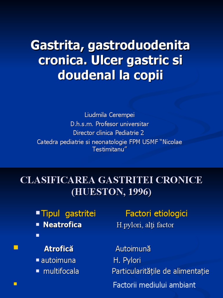 Gastrita, Gastroduodenita Cronica. Ulcer Gastric Si Doudenal La Copii | PDF