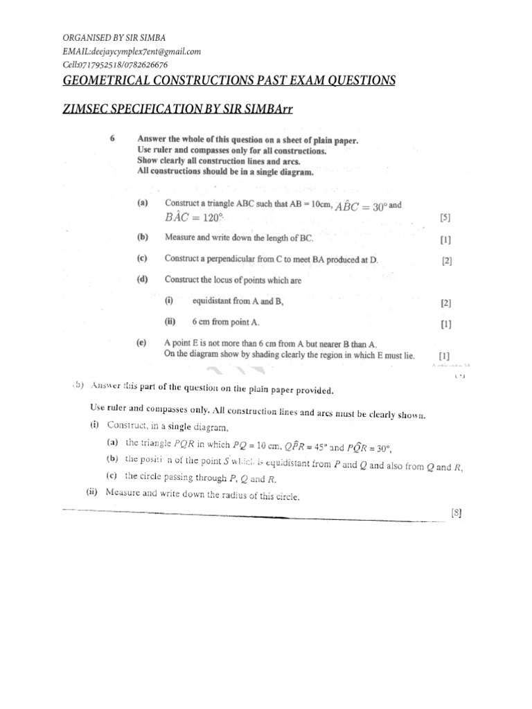 Geometrical Constructions Past Exam Questions From 1996 | PDF