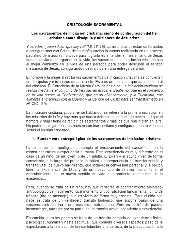 Teología de Los Sacramentos de Iniciación Cristiana | PDF | Sacramentos ...