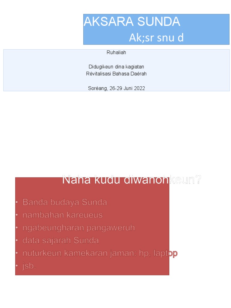 AKSARA SUNDA (Balai Bahasa Jawa Barat, 28062022) | PDF