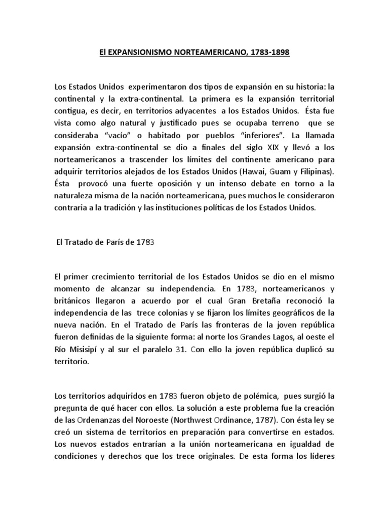 El Expansionismo Norteamericano | PDF | compra de Luisiana | Los ...