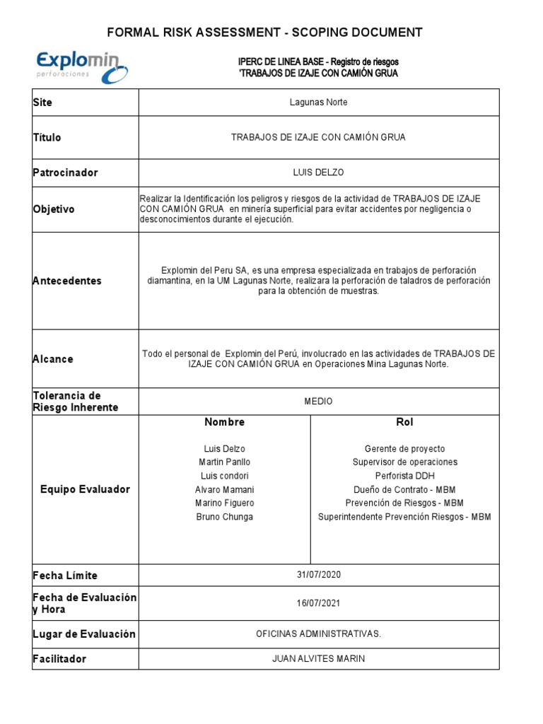 Iperc-Exp-20 Trabajos de Izaje Con Camion Grua v01 | PDF