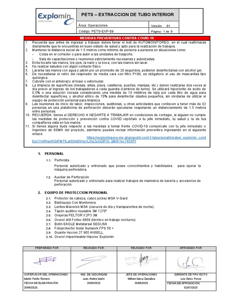 PETS-EXP-09 Extracción de Tubo Interior - V1 | PDF