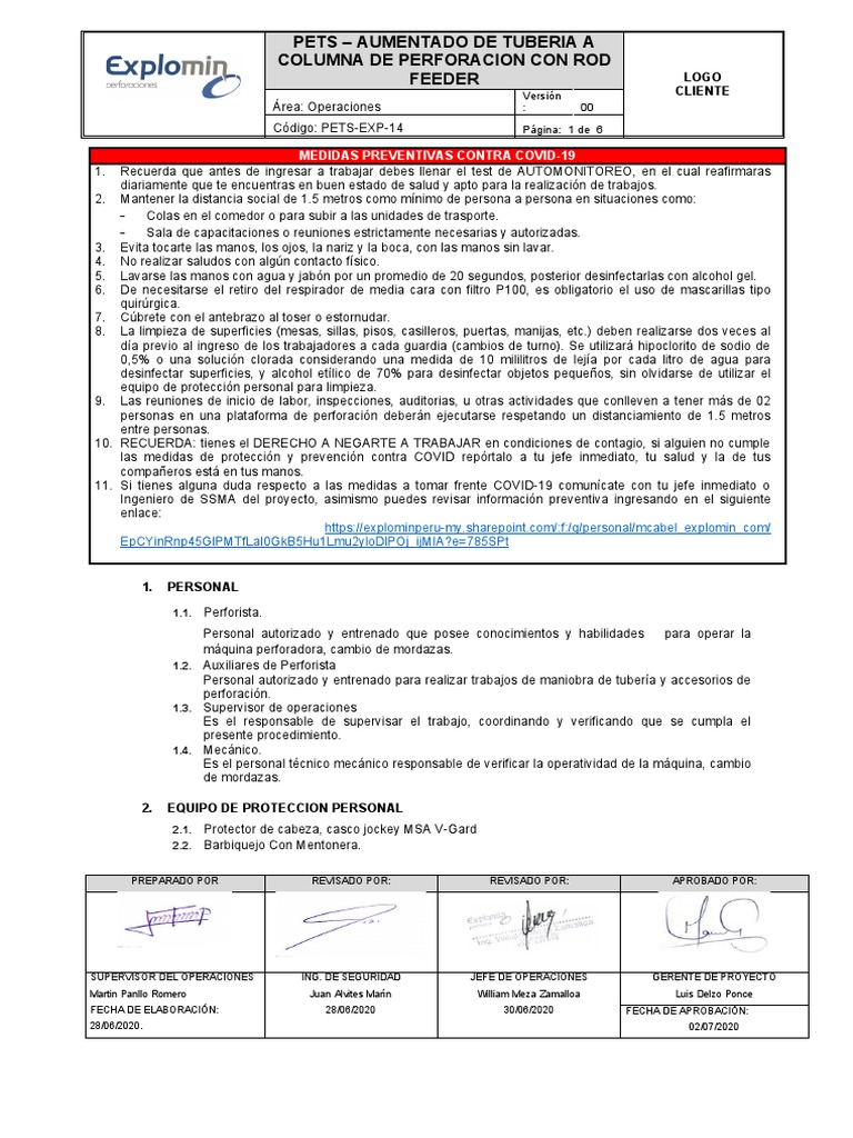 PETS-EXP-14 Aumento de Tubería de La Columna de Perforación Con Rod Feeder - V1 | PDF | Lavado ...