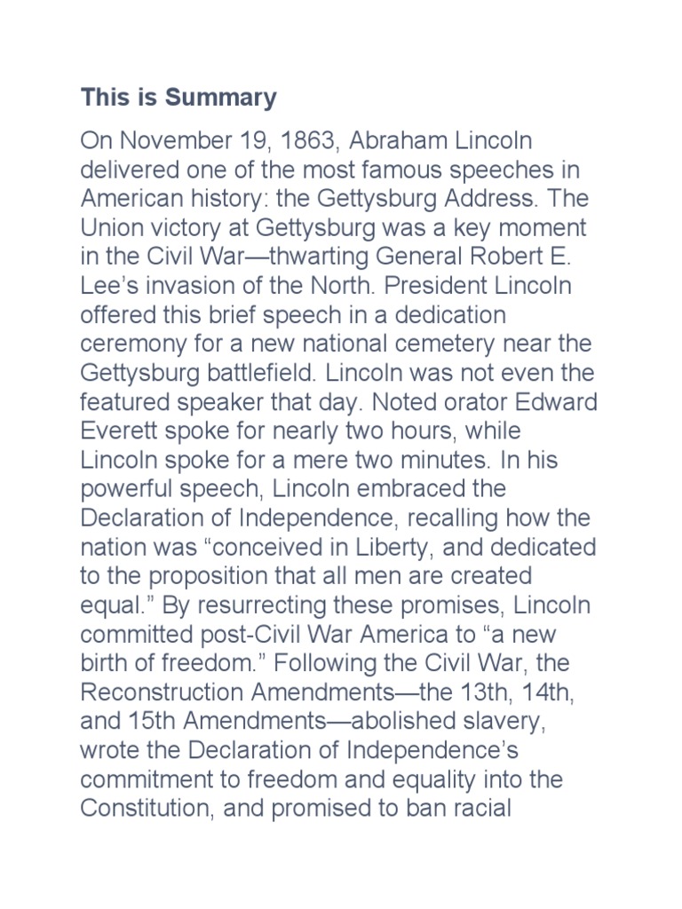 Abraham Lincoln, The Gettysburg Address Lesson | PDF | Abraham Lincoln ...