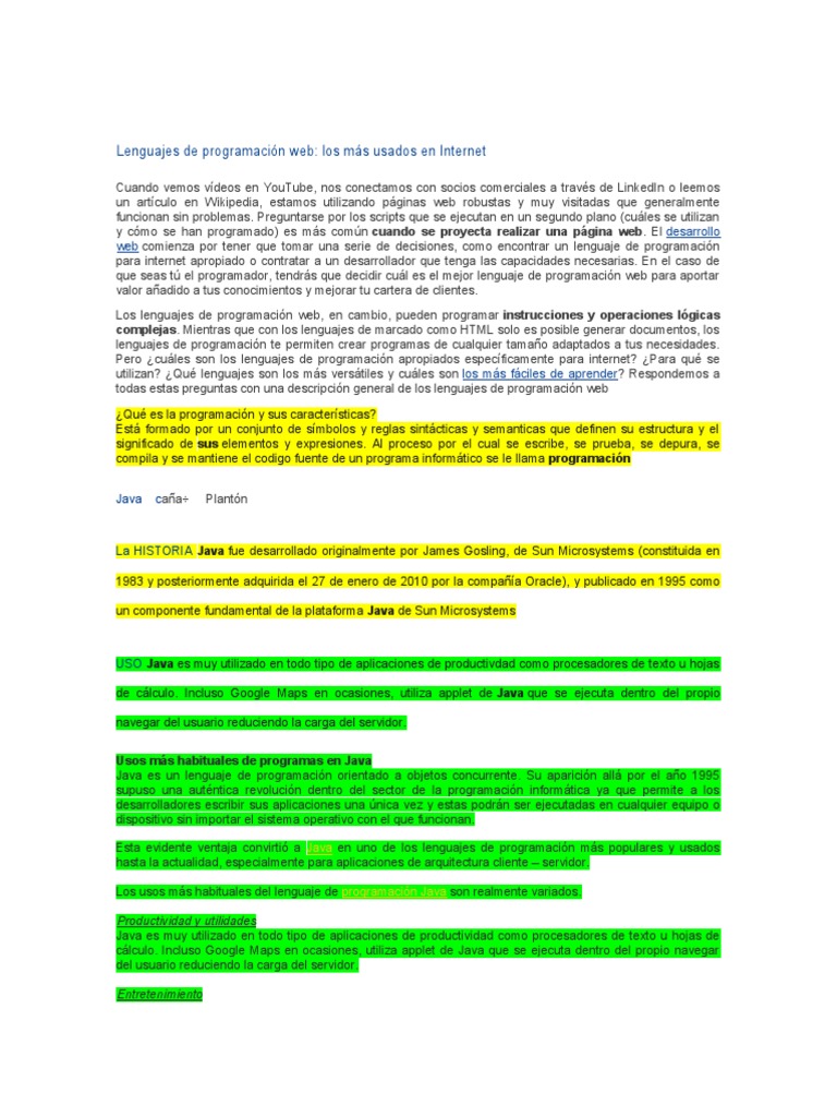 Cuadro Sinoptico | PDF | Lenguaje de programación | Script Java