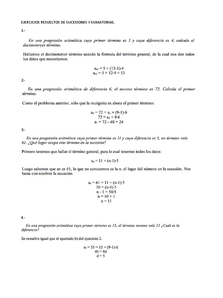 Arch3. - SUCESIONES Y SUMATORIAS RESUELTOS | PDF