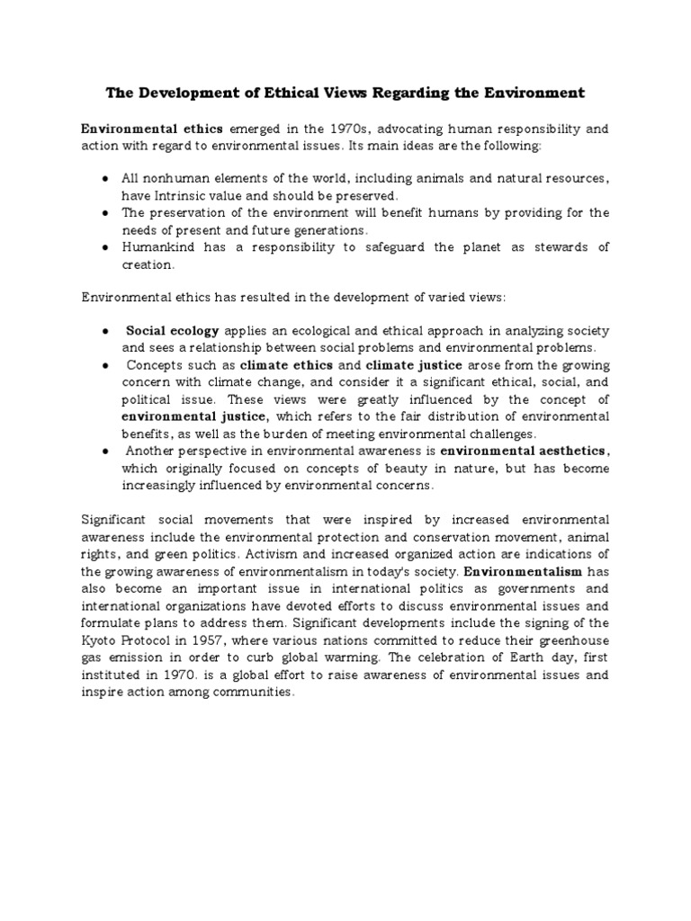 Evolution of Environmental Ethics | PDF