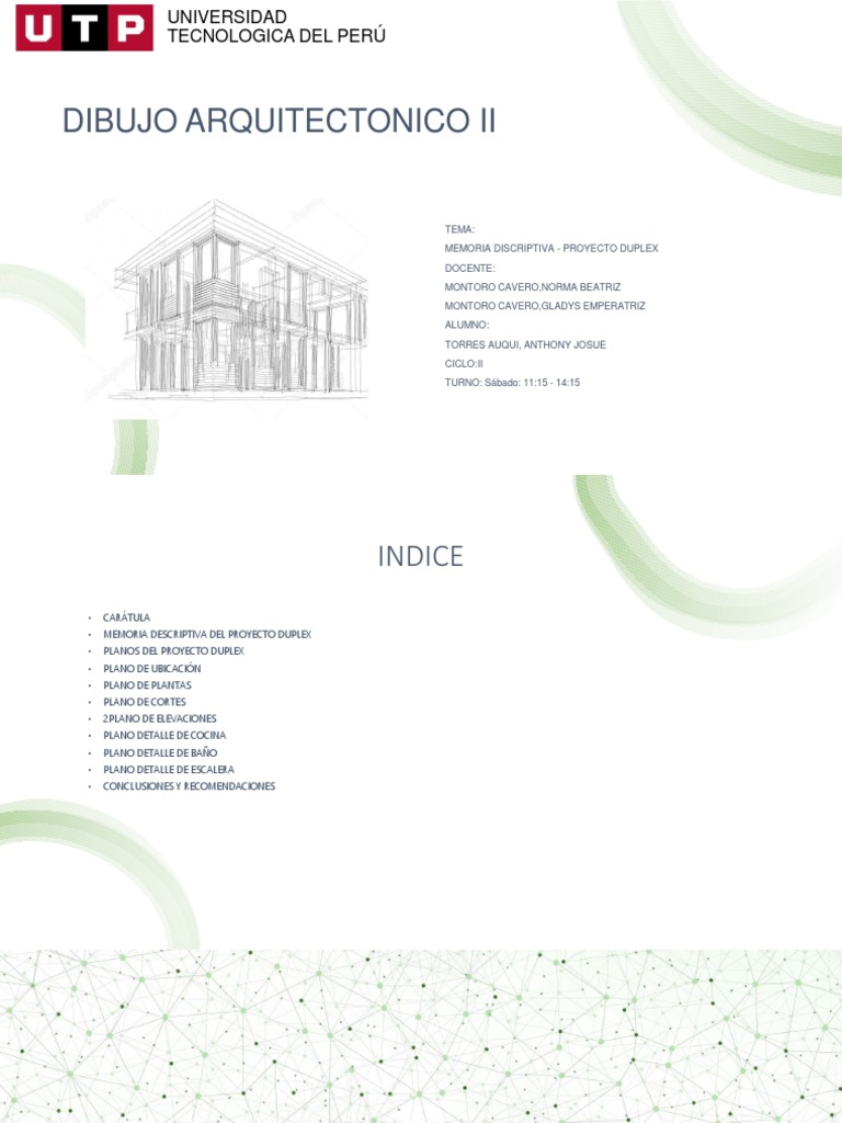 Memoria Descriptiva Del Proyecto Duplex Torres Auqui Anthony Josue | PDF | Sectores Economicos ...