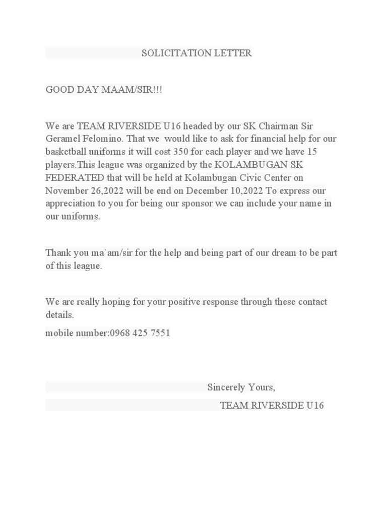 Solicitation Letter | PDF