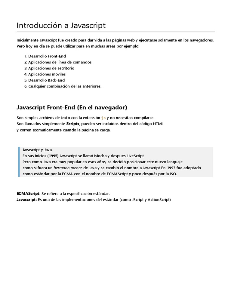 Introducción a JavaScript y sus Usos | PDF | Script Java | Paradigmas ...