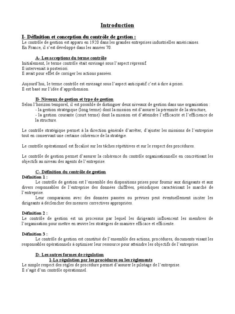 01 - Définition Et Conception Du Contrôle de Gestion | PDF | Évolution ...