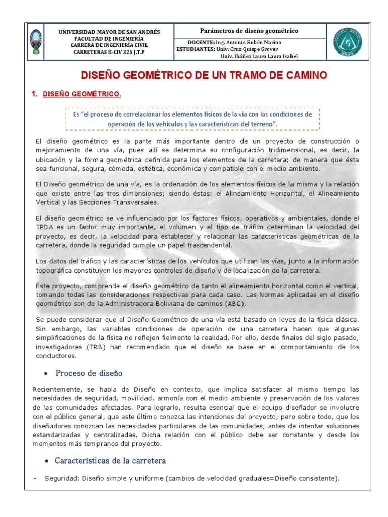 Diseño Geométrico de Un Tramo de Camino | PDF | Curva | La carretera