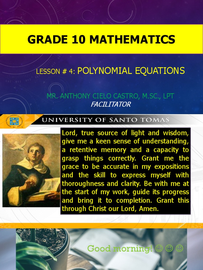 Math10 Week3day4 Polynomial Eqns Pdf Factorization Polynomial