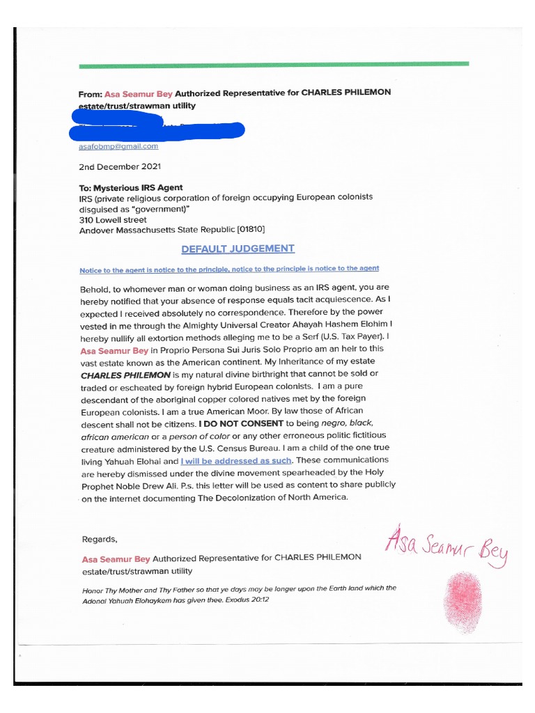 Default Judgment Against Inquisition Revenue Service | PDF