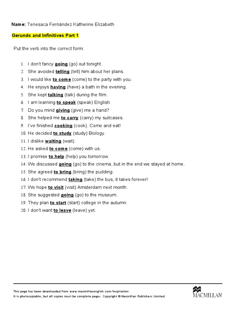 Verbs + Gerunds and Infinitives | PDF