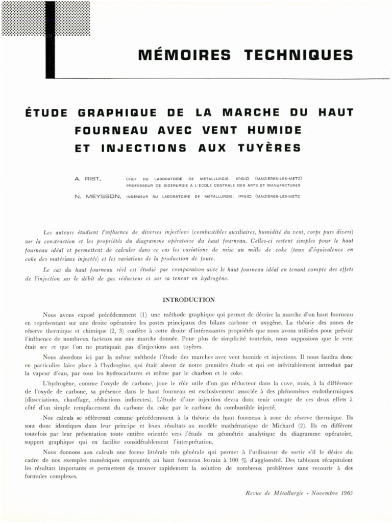 Étude graphique du haut fourneau humide | PDF | Haut fourneau ...