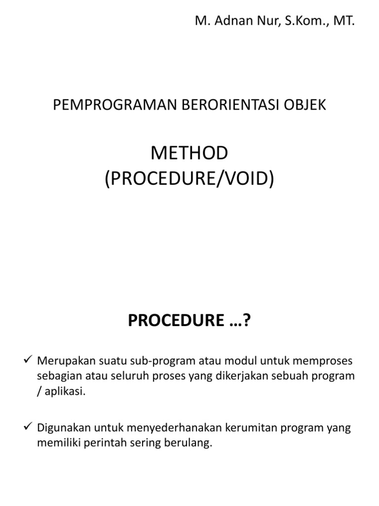 Materi Procedure Void | PDF