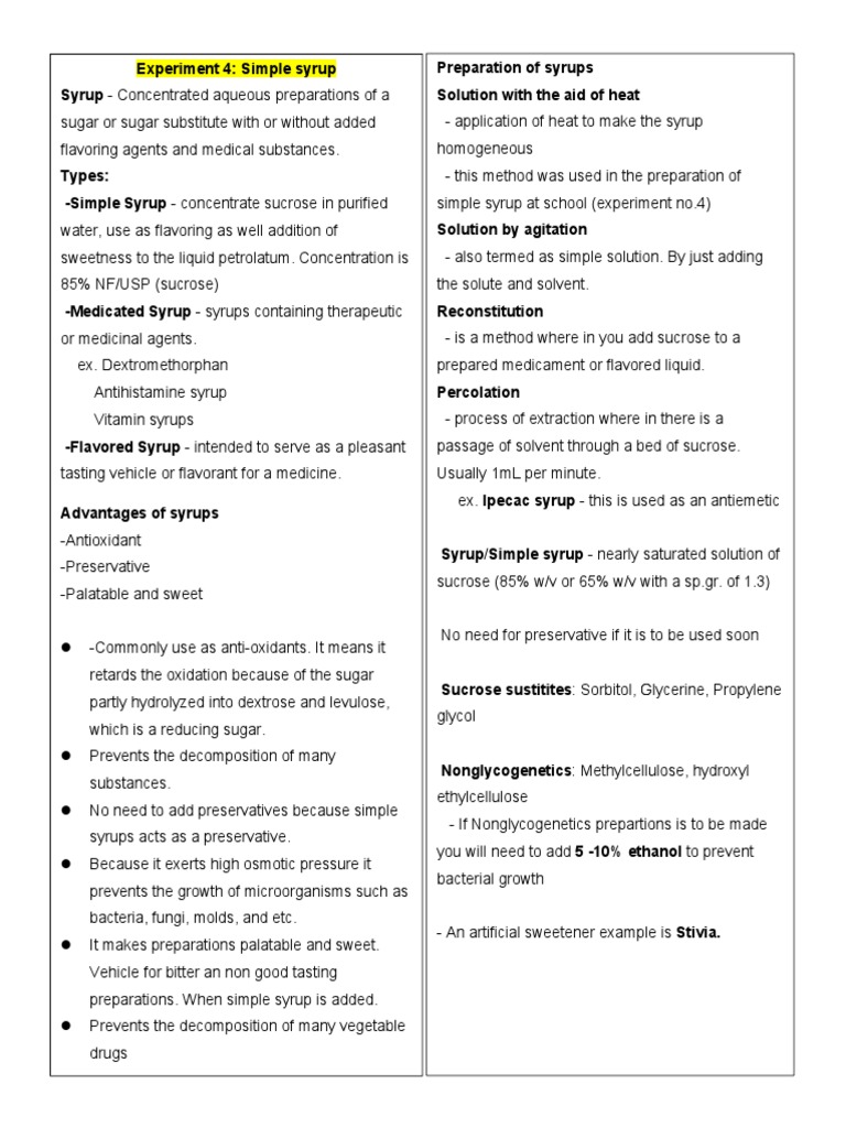 Simple Syrup: IP vs USP Differences | PDF | Emulsion | Syrup