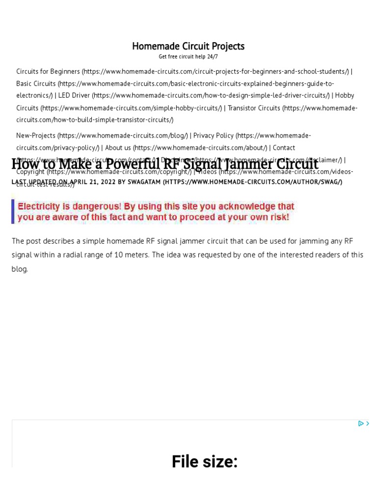 How To Make A Powerful RF Signal Jammer Circuit - Homemade Circuit ...