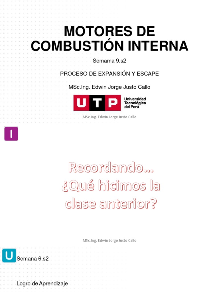 S09.s2 - Proceso de Expansión y Escape | PDF | Pistón | Gases