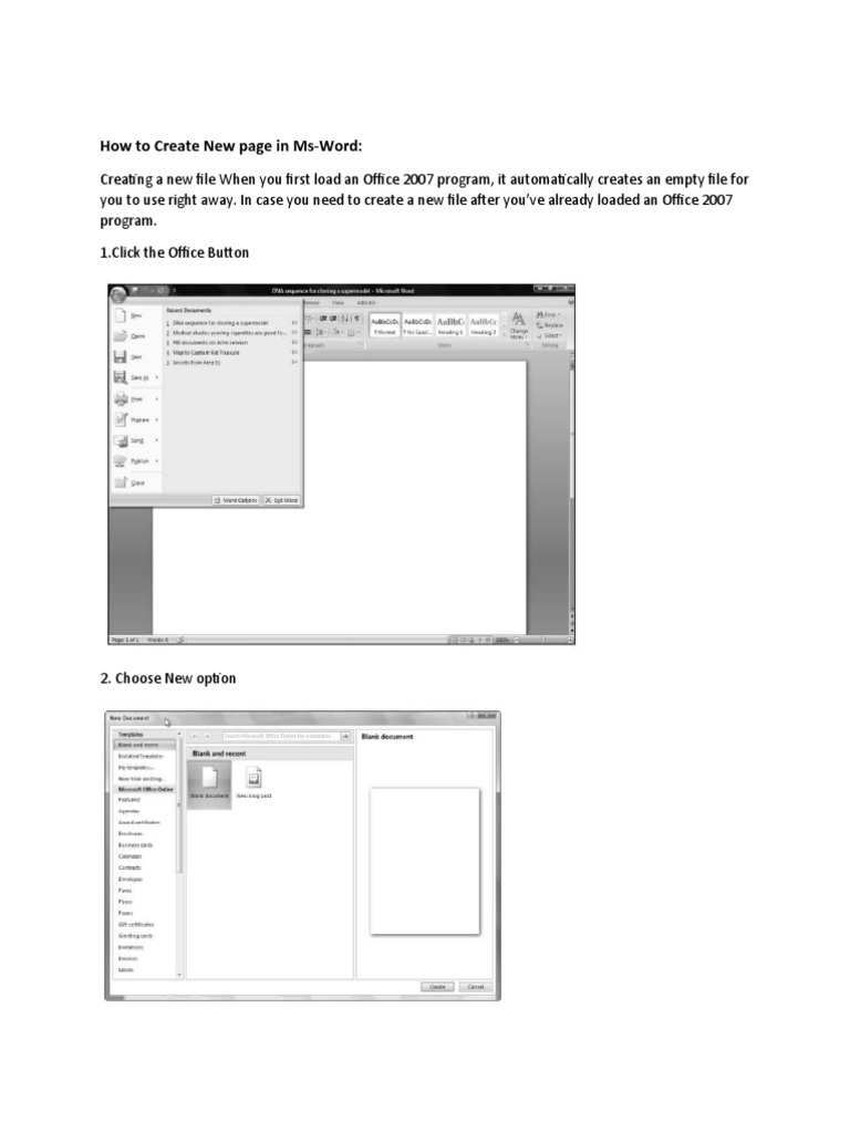 How To Create New Page in Ms-Word | Download Free PDF | Computer File | Microsoft Word