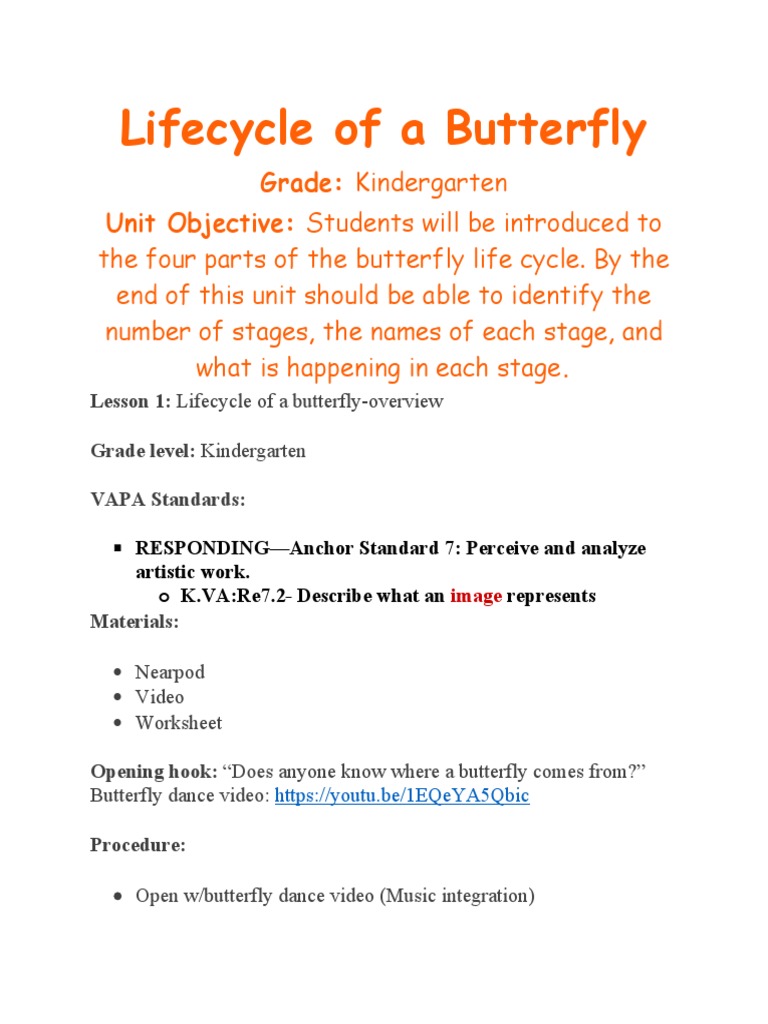 lifecycle of a butterfly unit lesson plan | PDF | Pupa | Butterfly
