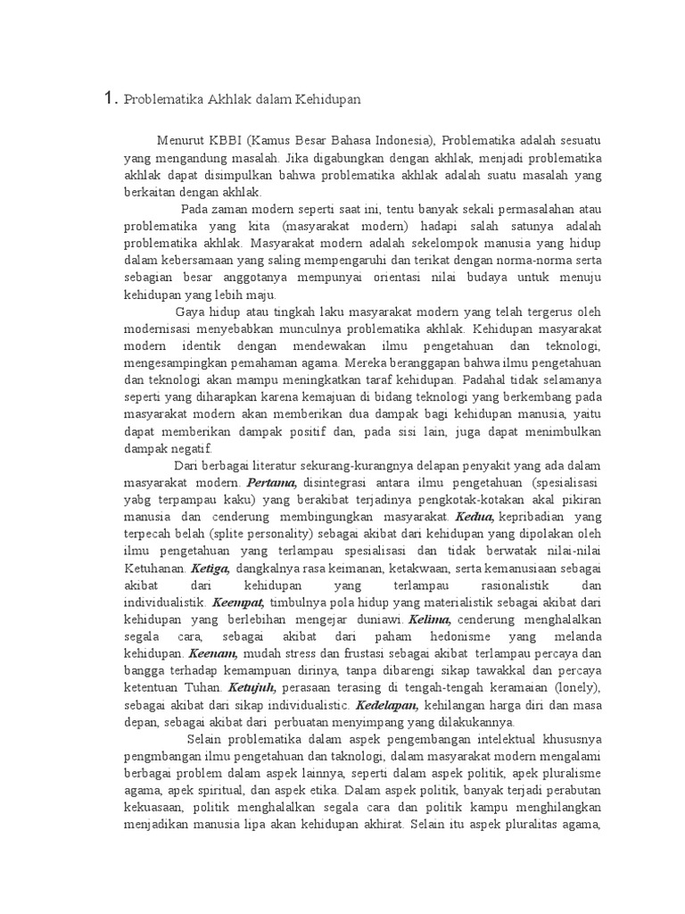 Problematika Akhlak di Era Modern | PDF | Ilmu Sosial