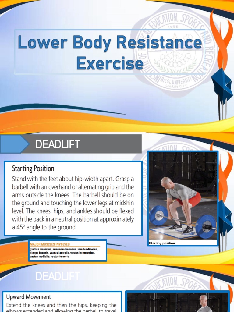 Lower Body Resistance Training Exercises | PDF