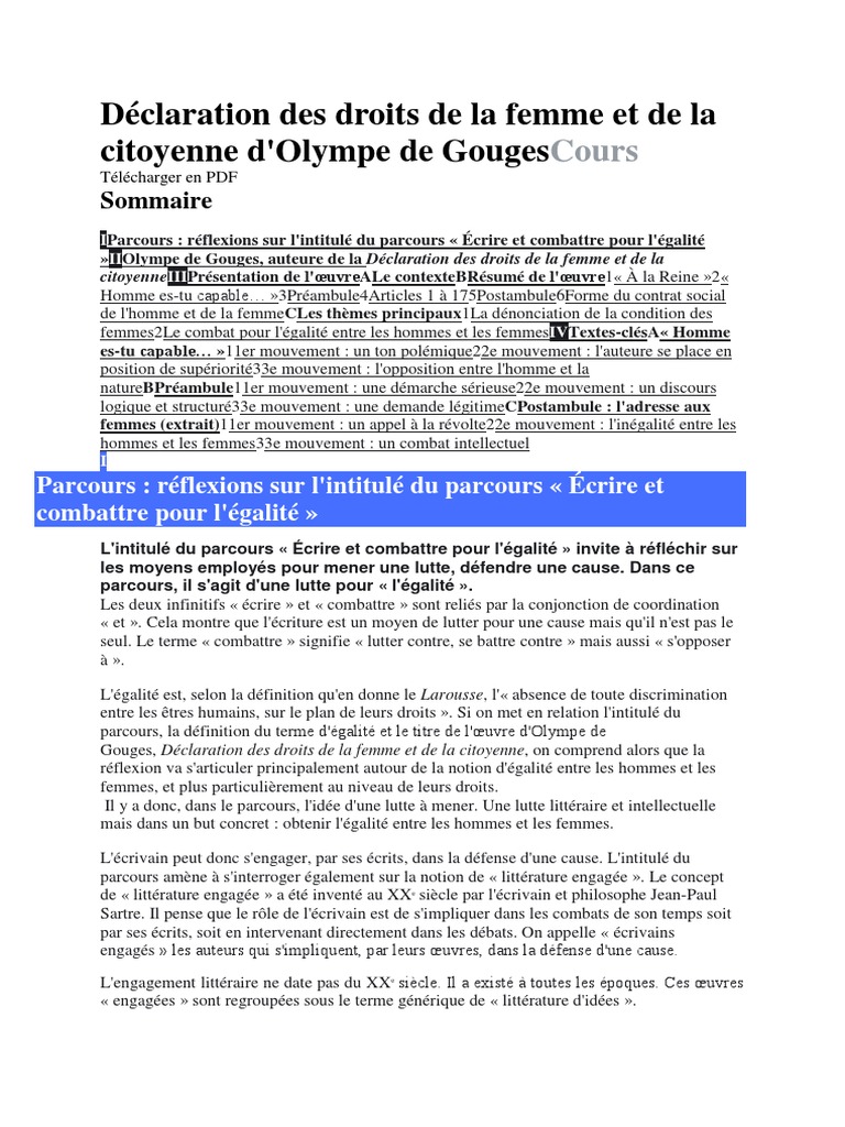 Olympe de Gouges - Corrige | PDF | Justice | Crime et violence